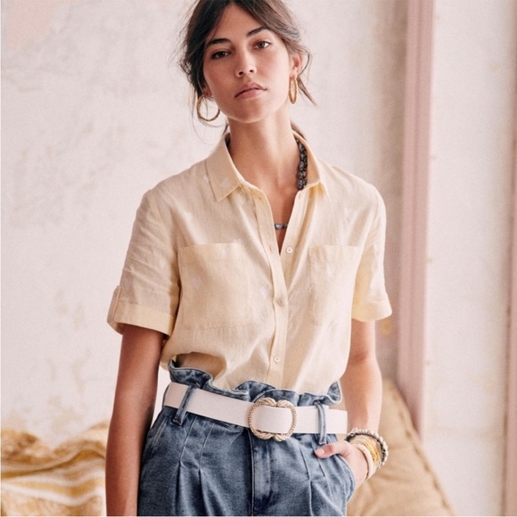Sezane | Tops | Sezane Embroidered Heart Saia Shirt 4 | Poshmark